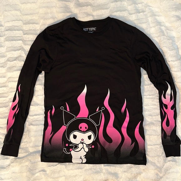 Sanrio | Tops | Hot Topic X Sanrio Kuromi Pink Flames Long Sleeve Shirt ...